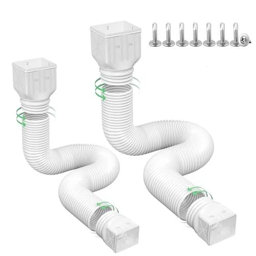 2 PACK FLEXIBLE Rain Gutter Downspout Extensions,Drain Downspout 2pcs ...