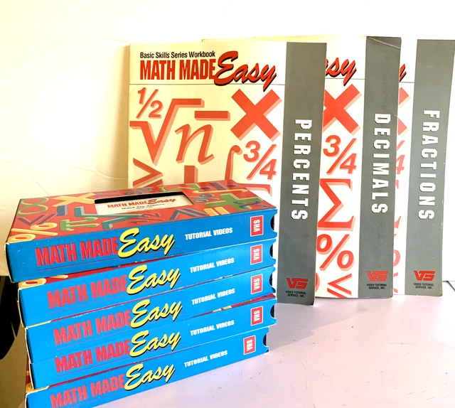 VTG MATH MADE Easy Tutorial Lot 5 VHS Tapes & 3 Clean Workbooks ...
