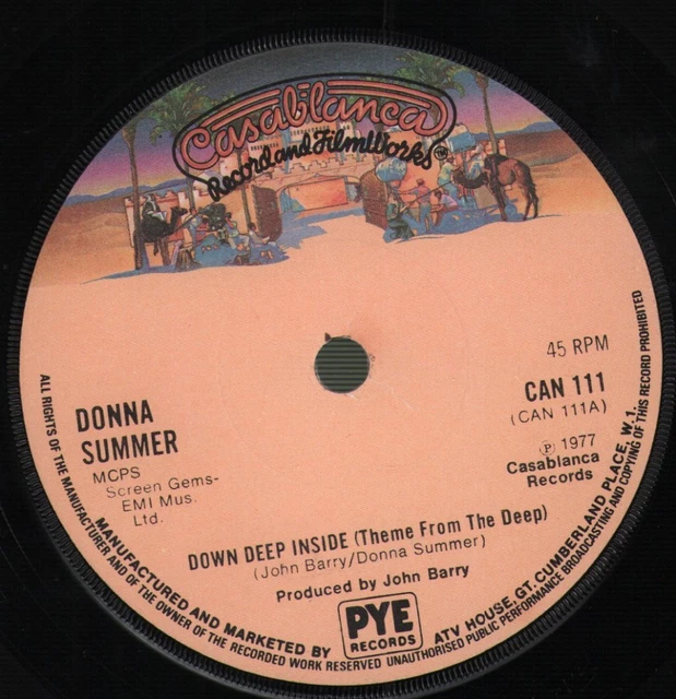 DONNA SUMMER / JOHN BARRY DOWN DEEP INSIDE/THEME FROM THE DEEP 7" VINYL ...
