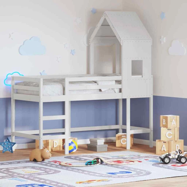 LIT SUPERPOSÉ AVEC échelle et toit sans matelas blanc 80x200 cm EUR 580 ...