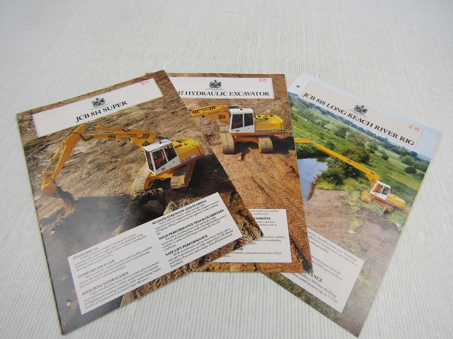 3 BROCHURES JCB 814 Super 817 Hydraulic Excavator 818 Long Reach River ...