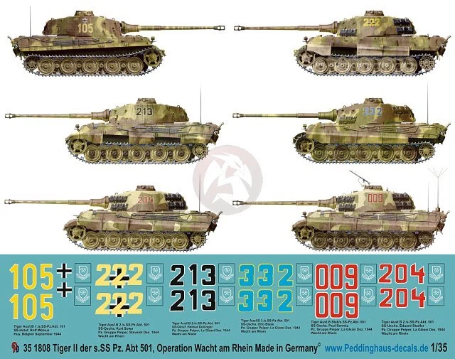 PEDDINGHAUS 1/35 TIGER II (King Tiger) Tank Markings Seconde Guerre ...