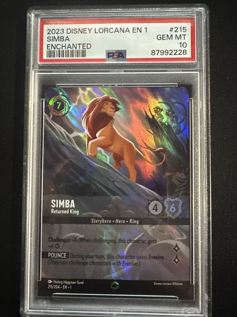 PSA 10 GEMMES MT Simba - Returned King Enchanted Alt Art Disney Lorcana ...