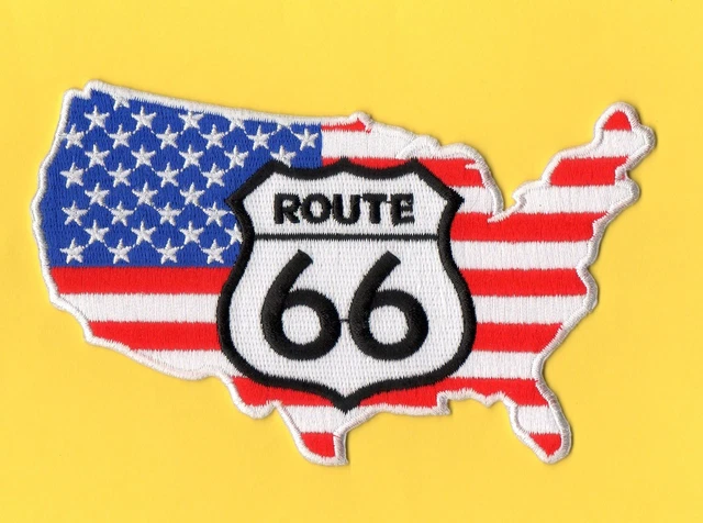 GRAND PATCH ROUTE 66 Carte Usa Biker Triker Trucker Country Western ...