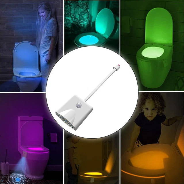 TOILET LIGHT MOTION Activated Sensor LED Bathroom Seat Night Lamp RGB ...