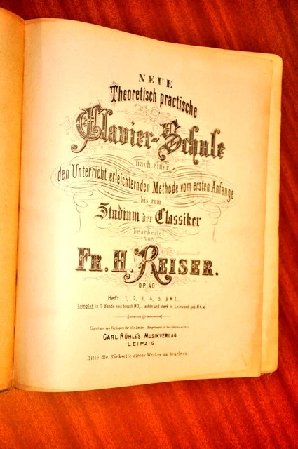 RECUEIL DI SPARTITI, Fr H Reiser Scuola Pianoforte Teoria Pratica Met ...