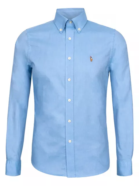 Polo Ralph Lauren Herren Hemd Iconic Oxford Shirt Blau Slim Fit Neu Eur