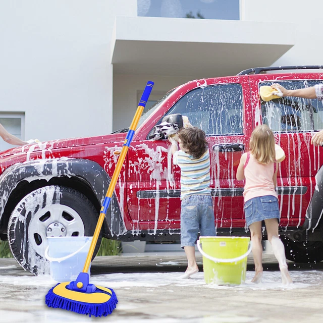 NUOVA SPAZZOLA AUTO con manico lungo in alluminio telescopibile per ...