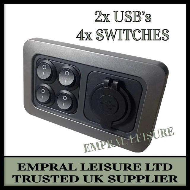 C-LINE CBE 12V Double Twin USB Socket Light Switch Camper Van Motorhome ...