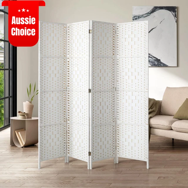 WHITE 4 PANEL Room Divider Privacy Screen Folding Portable Decorative ...