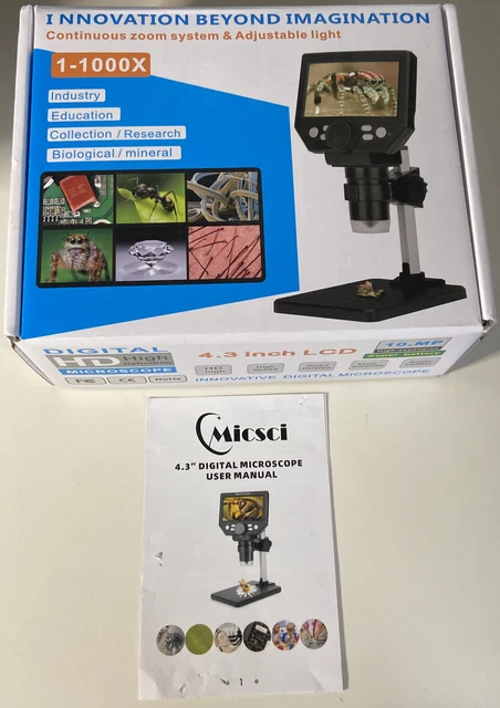 LCD DIGITAL USB Microscope,Micsci 4.3 inch Screen 1000X Magnification ...
