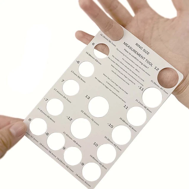 RING MEASURING CARD Board Finger Size Screening Tool Ring Mandrel Stick ...
