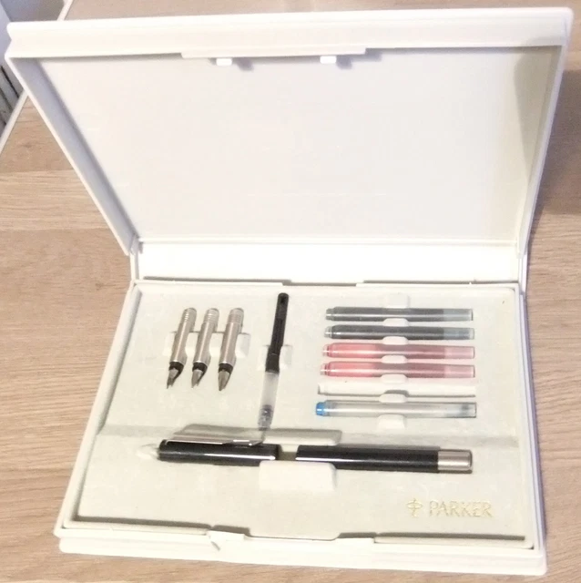 RARE, VINTAGE PARKER Vector Calligraphy Fountain Pen Set +Case, Used ...