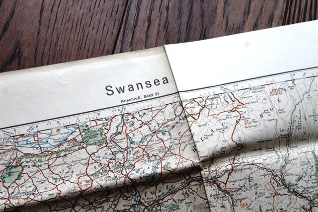 WW2 ORIGINAL GERMAN Operation Sea Lion Map Swansea Area, SUPER !!! for ...