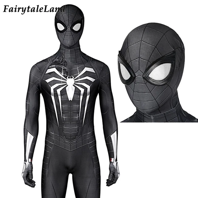 Spiderman Miles Morales Ps5 Cosplay Costume Symbiote Black Suit Hero
