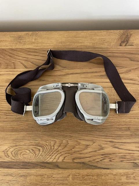 VINTAGE STADIUM GOGGLES BS4110 Made England Split Lens 50s Motorcycle ...