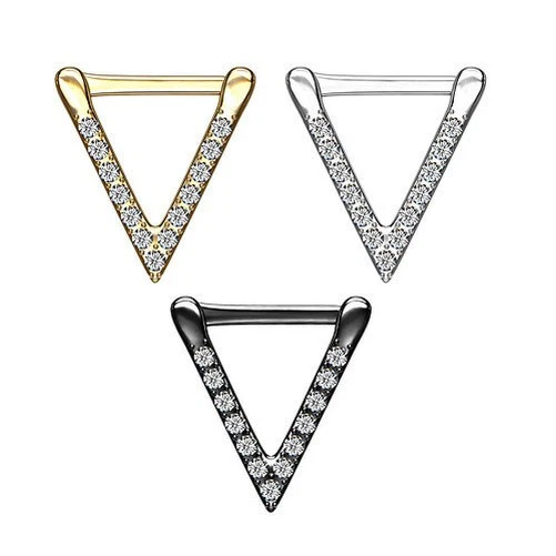 PIERCING SEPTUM NASAL Clicker Acier Chirurgical Triangle Cristaux ...