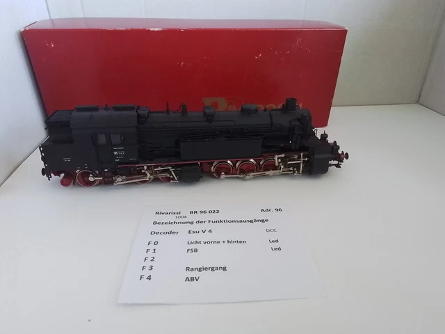 RIVAROSSI H0 1004 Dampflok der Reichsbahn BR 96 022 Esu digital in OVP für AC EUR 125,00 ...
