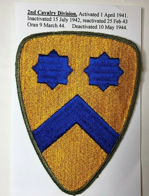 US ARMY 2ND Cavalry Division Cloth Badge Patch 1941-44 EUR 35,11 ...