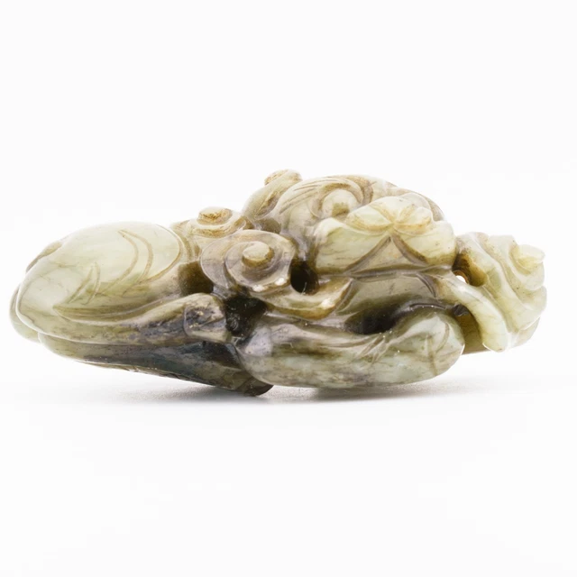 CHINESE JADE RUSSET Green Carved Foo Lion Animal Figurine Qing Republic ...