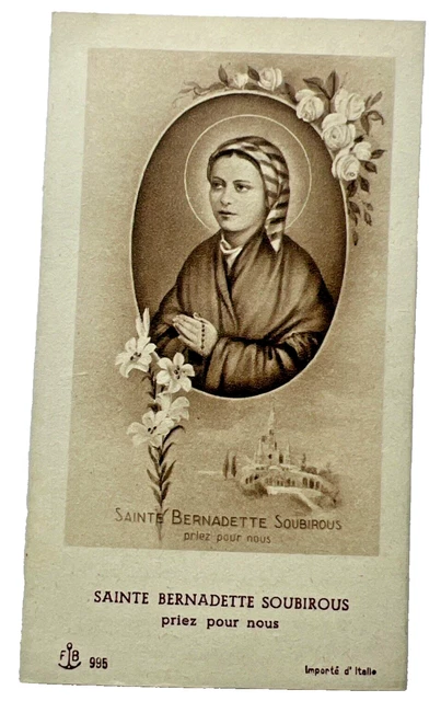 PIOUS IMAGE RELIQUARY Saint Bernadette Soubirous Lourdes Holy card ...