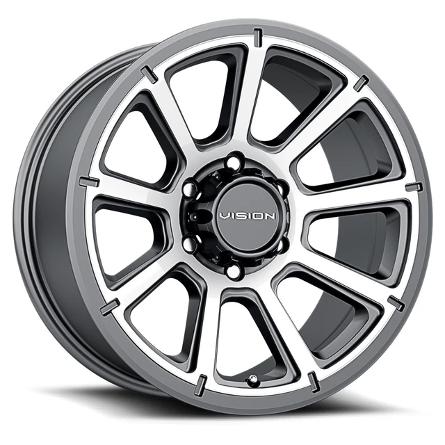 17X8.5 VISION OFF-ROAD 353 Turbine Gunmetal Machine Wheel 8x170 (18mm ...