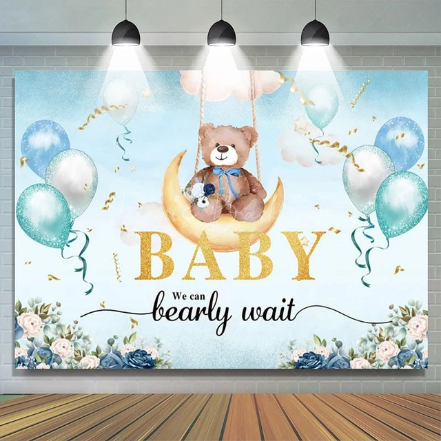 LOFARIS FLORAL BALLOONS Moon Swing Bear Baby Shower Backdrop $35.97 ...