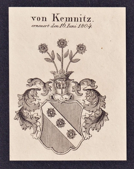 KEMNITZ ARMOIRIES COAT Of Arms Héraldique Heraldry Genealogie EUR 15,18 ...