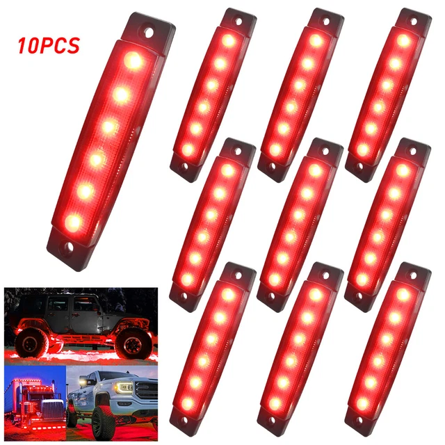10X RED 12V 6 LED Side Marker Indicator Lights Car Truck Trailer ...