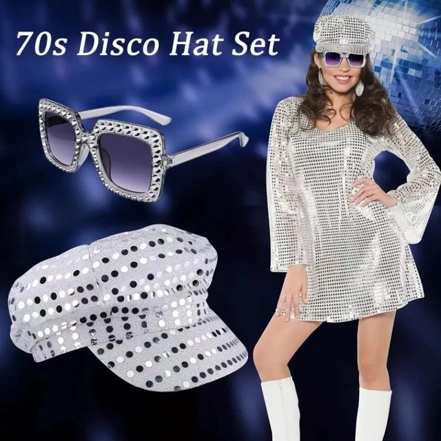 3PCS 70S SEQUIN Hat Abba Hat Abba Accessories Women Disco Accessories ...