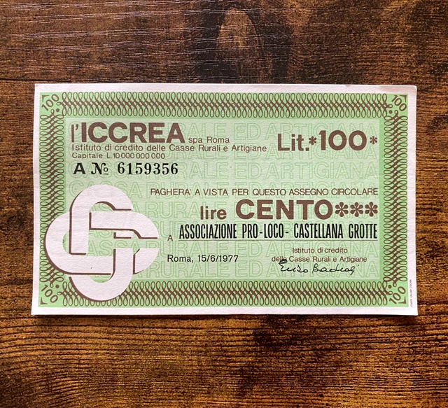 MINIASSEGNO ICCREA 15.06.77 Lit.100 : Associazione Pro-Loco Castellana ...