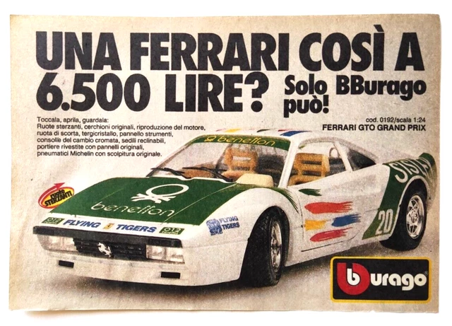 PUBBLICITA' BBURAGO FERRARI Gto Grand Prix Benetton Advertising 1986 ...
