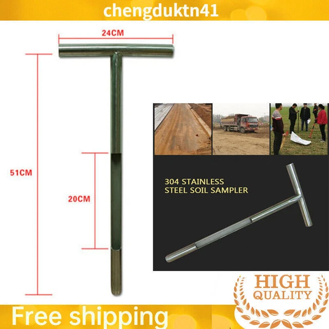 SOIL SAMPLER PROBE 20" Stainless Steel Tubular T style Handle Soil ...
