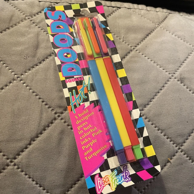 VINTAGE 90S LISA Frank Doods Square Neon Pens Unopened Package of 3 £47 ...