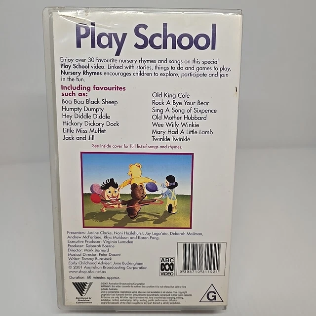 PLAY SCHOOL NURSERY Rhymes VHS Video 2001 ABC For Kids Big Ted Jemima ...