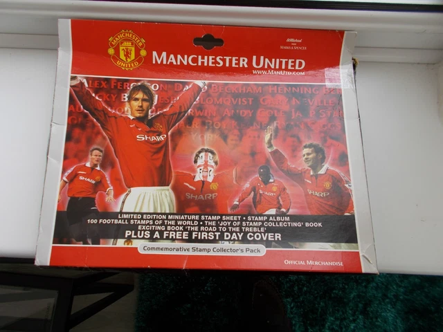 RARE MAN UTD Commemorative Stamp Collectors Pack 1999 Marks & Spencers ...