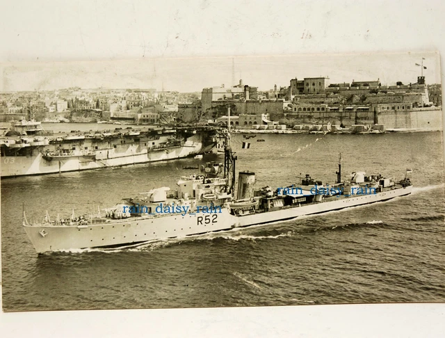 C1945 PHOTO ROYAL NAVY DESTROYER HMS CHAPLET R52 GRAND HARBOUR MALTA ...