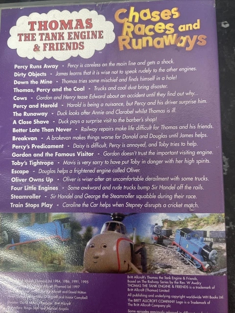 THOMAS THE TANK engine and friends Chases races and runaways VHS VIDEO ...