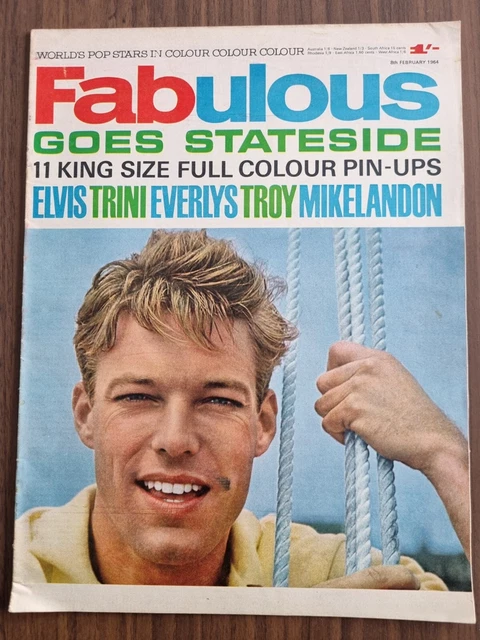 FABULOUS MAGAZINE 1964 Elvis Troy Donohue Edd Byrnes Everly Bros Rydell ...