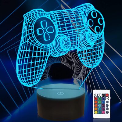 3D ACRYLIC GAME Controller LED Night Light 7 Colours Home Decor Desk ...