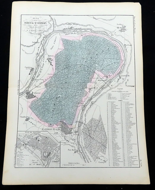 ANTIQUE MAP OF The Forest of Saint Germain en Laye Paris France ...