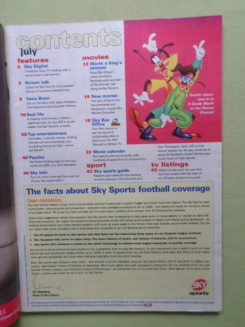 SKY TV GUIDE Magazine Uk- July 1998 - Mel Gibson - Brad Pitt £8.99 ...