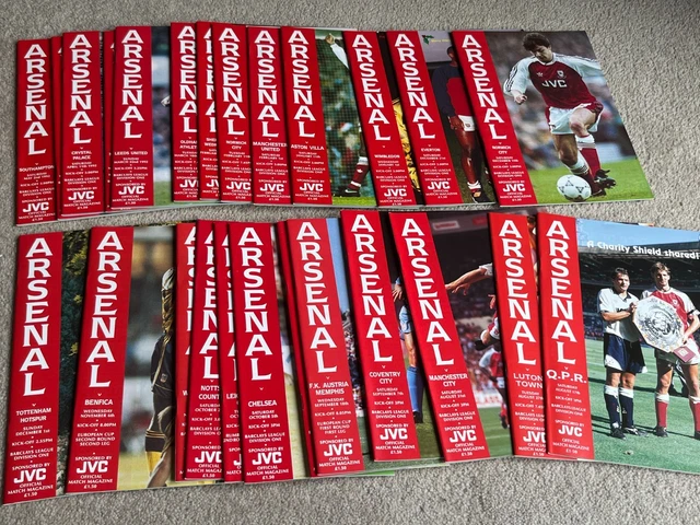 ARSENAL FC FULL Set 1991-1992 Home Game Programmes League & Cups, incl ...