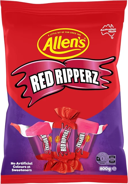RED RIPPERZ CHEWY Raspberry Flavour Bulk Bag Lollies, 800G $33.95 ...