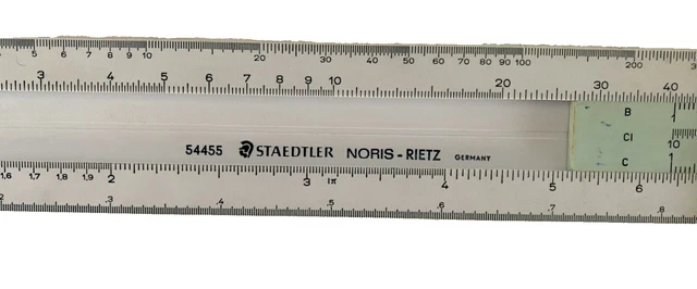 VINTAGE STAEDTLER SLIDE Rule Germany 54455 Original Case & Instructions ...