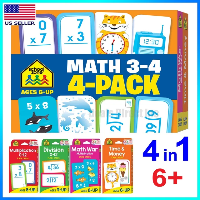 FLASH CARDS MULTIPLICATION and Division 0-12 Time Money 3rd 4th Grade ...