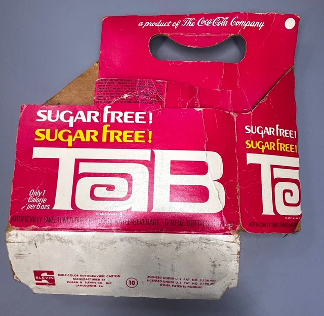 RARE 1960S TAB Sugar-Free Coca-Cola Logo Carton Packaging For 10 Oz ...
