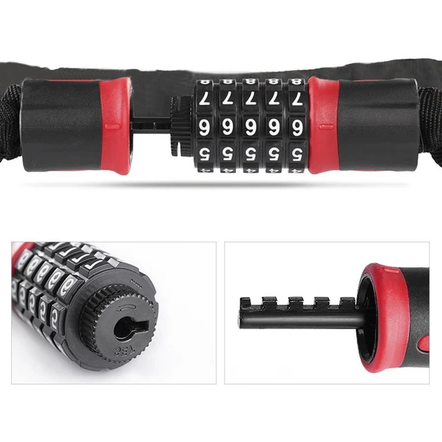 5 DIGIT COMBINATION Bicycle Lock with Heavy Duty Chain for Ultimate ...