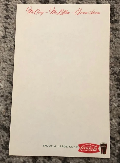 COCA-COLA SODA MENU Sheet Vintage Coke McCrory McLellan Green Stores ...