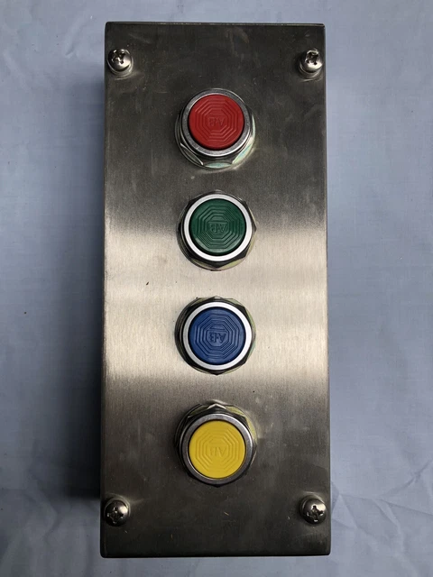 STAINLESS STEEL SWITCH Box 4 Multi Coloured Push Buttons $30.00 ...